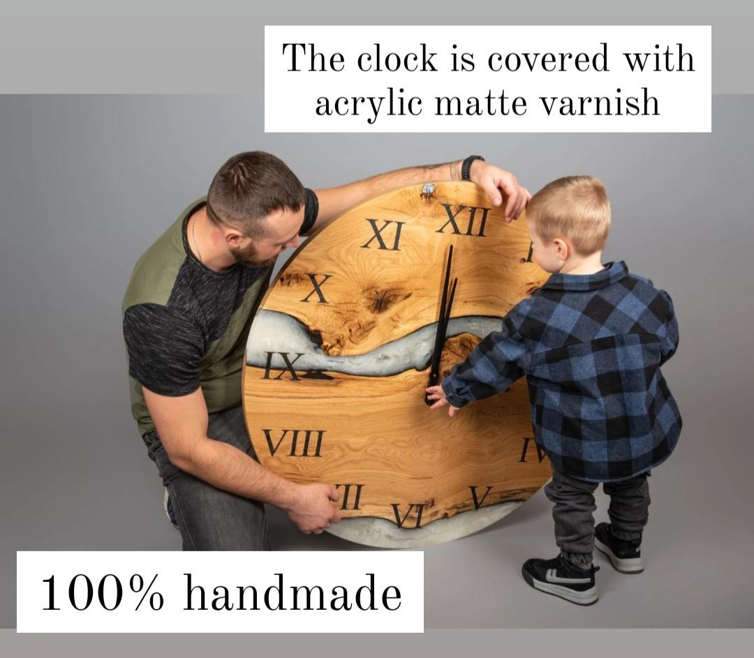 Modern Epoxy Resin Wall Clock, Unique 20 Inch Clock, Personalized ...