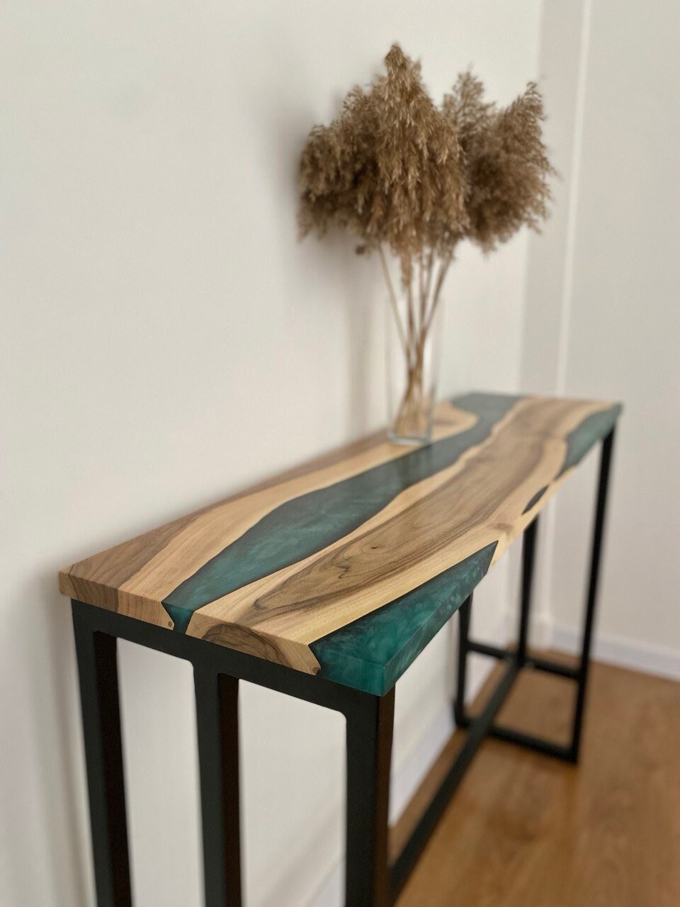 Epoxy Resin Media Console, Mid Century Console Table, Live Edge Tv ...