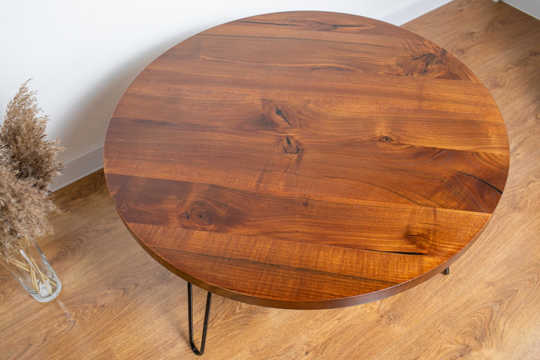 Solid Wood Walnut Table Top, Dining Desk Table Top, Round Wood Coffee ...