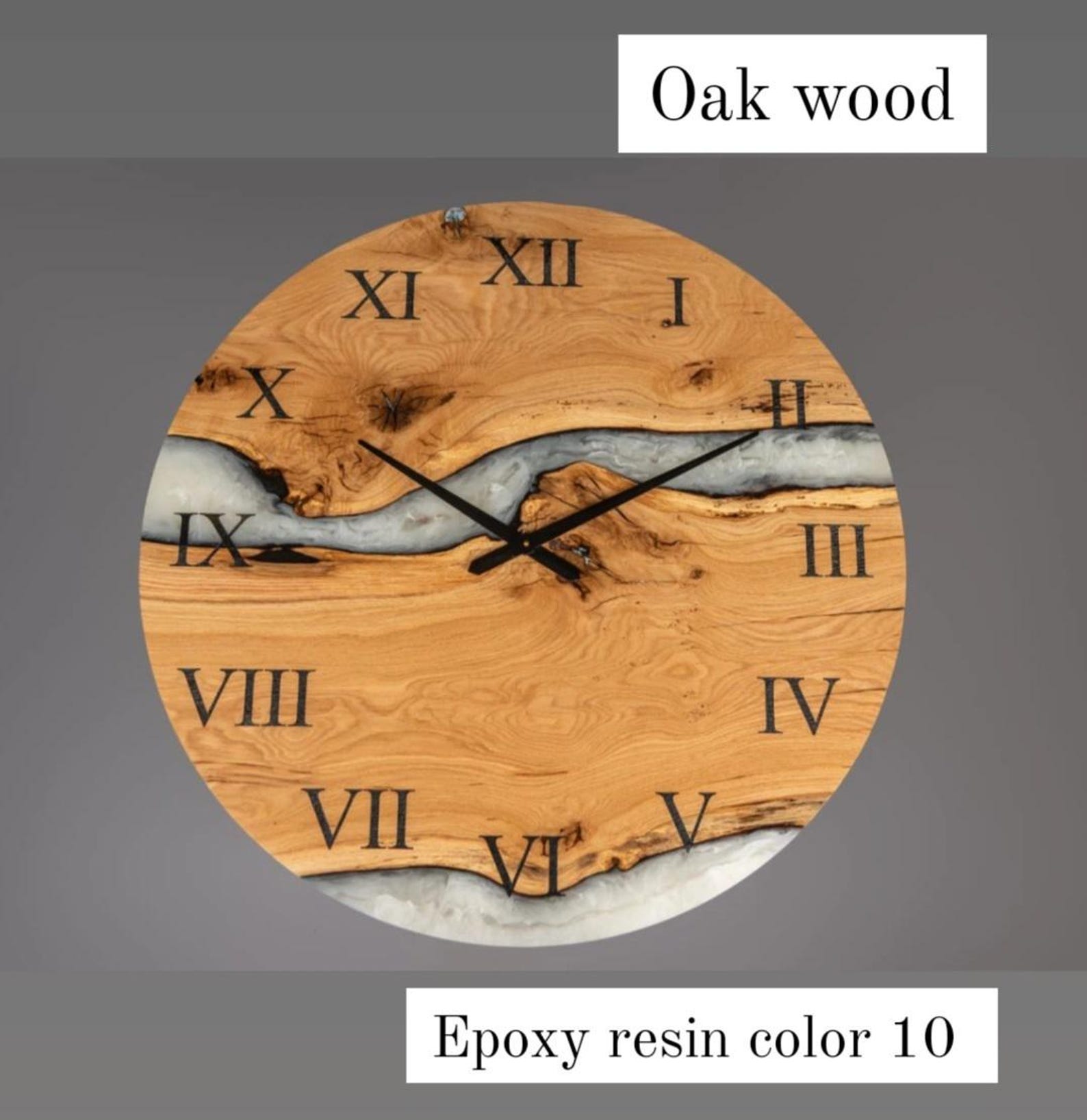 Modern Epoxy Resin Wood Wall Clock, Epoxy Kitchen Wall Clock, Farmhouse ...