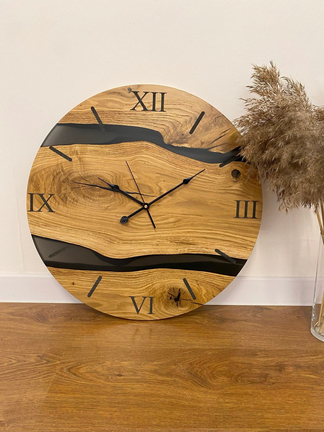 Wood Epoxy Resin Clock, Rectangle Modern Wall Clock, Cool Wall Clock ...