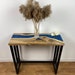 Epoxy Resin Blue Console Table, Wood Walnut Console, Narrow Console ...