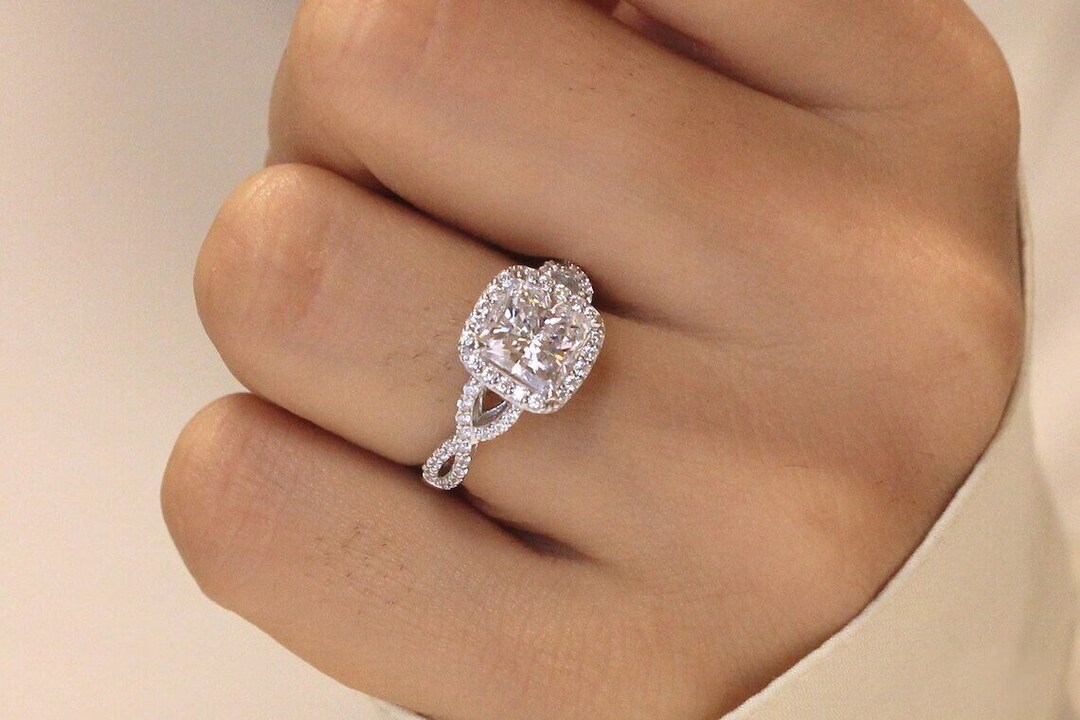 Infinity Crossover Art Deco Engagement Ring CZ Moissanite Diamond Band ...
