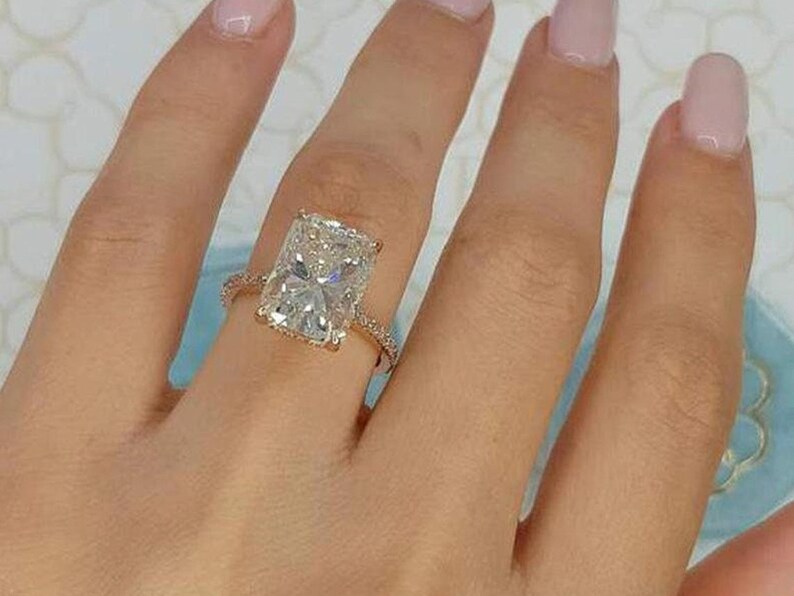 Hidden Halo Radiant Cut Solitaire Engagement Ring Gorgeous Solitaire ...