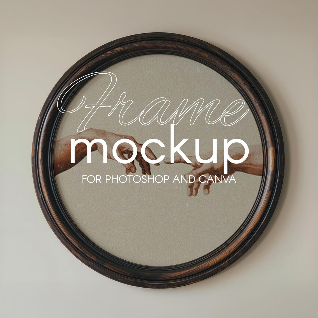 Oval Circle Frame Mockup: Antique Wooden Style (digital Download) - Etsy