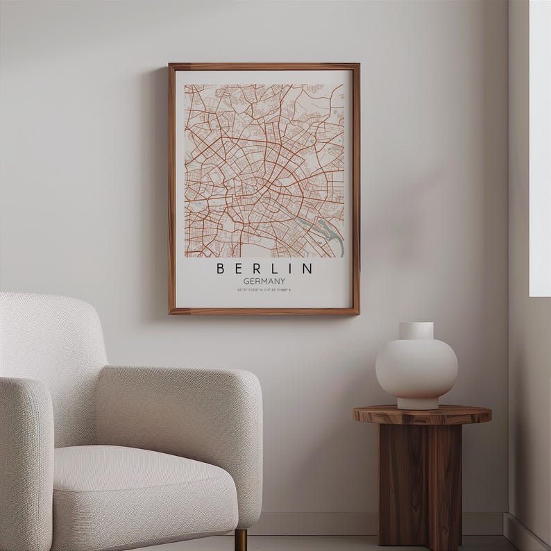 Berlin City Map | Berlin Watercolor Map, Berlin Wall Art, Minimalist ...