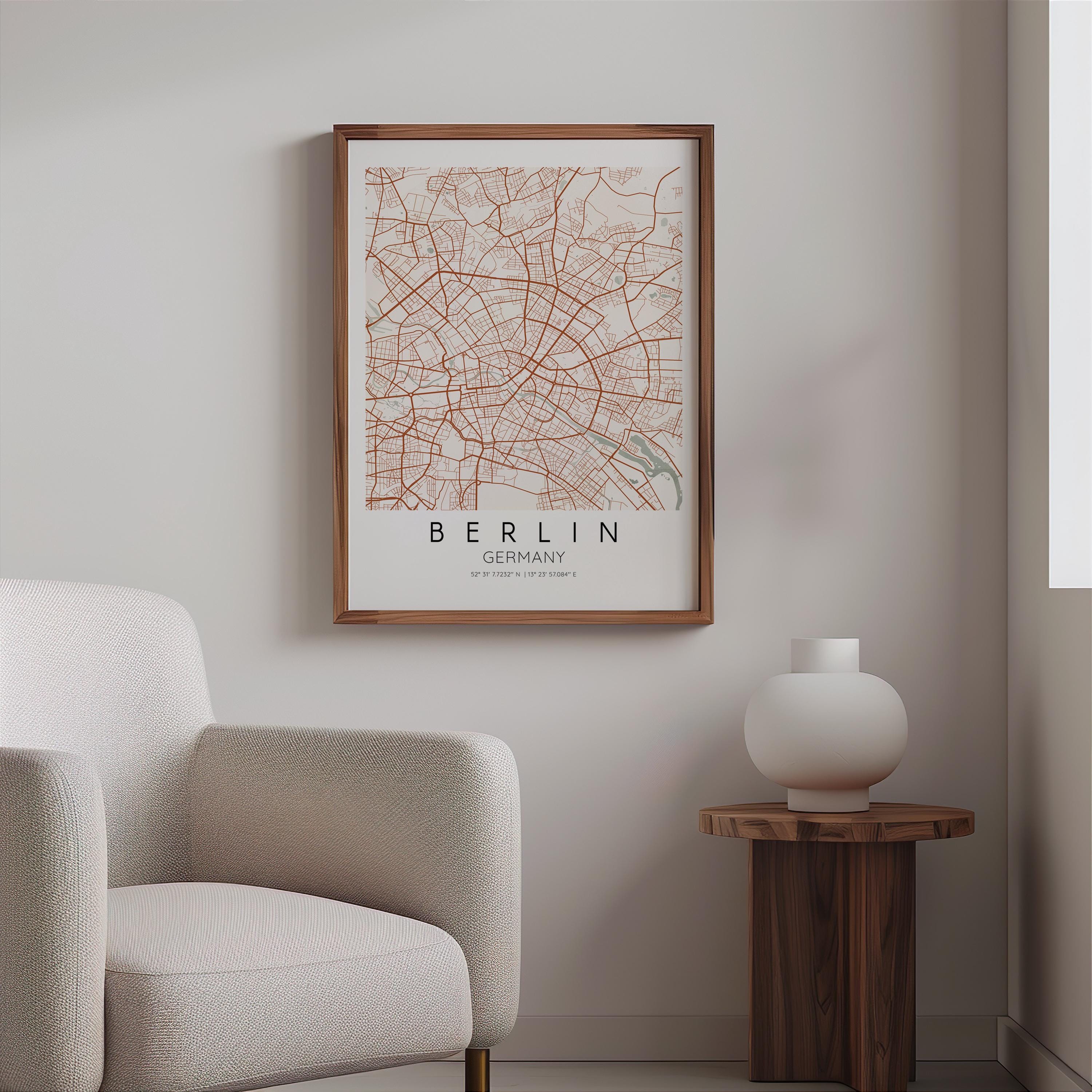 Berlin City Map | Berlin Watercolor Map, Berlin Wall Art, Minimalist Map Poster, Travel Decor ...