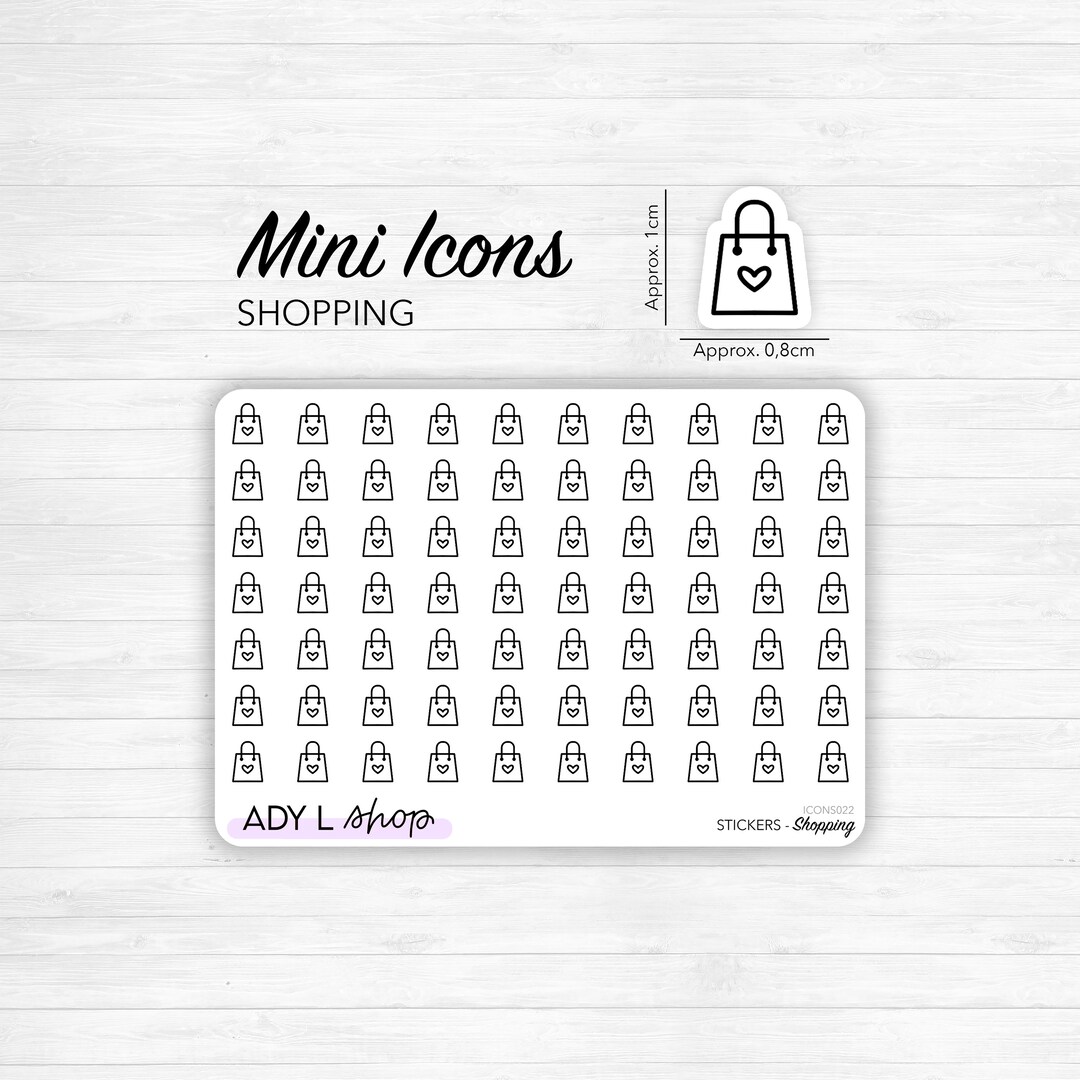 Mini Icon Stickers Shopping Planner Stickers Minimal, Functional ...