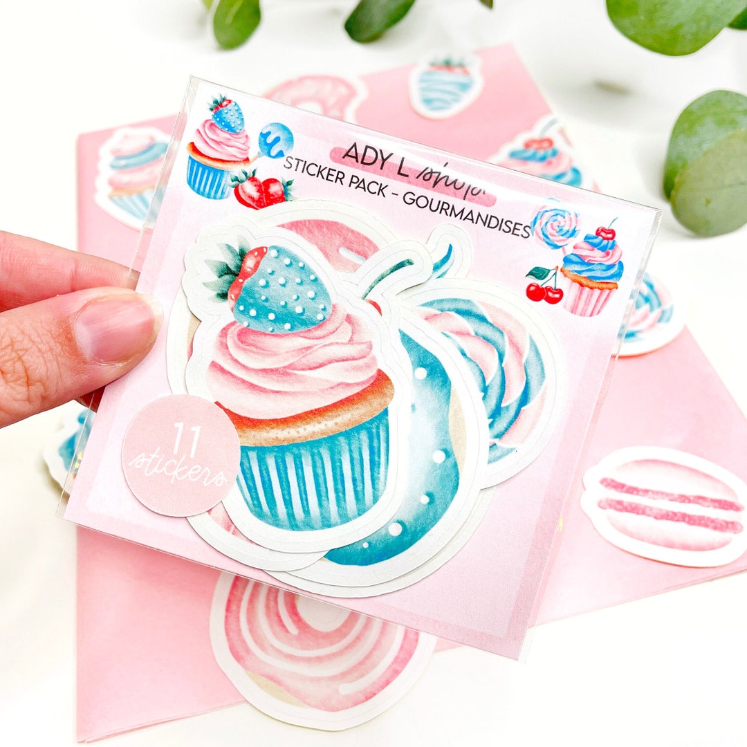 Sticker Pack sweet Treats 11 Die-cut Stickers Cupcakes, Donuts, Fruits ...