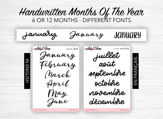 Stickers Months of the Year Transparent Matte Sticker - Etsy