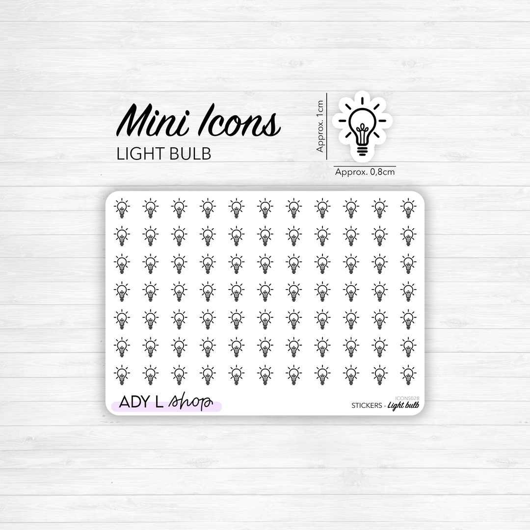 Mini Icon Stickers Light Bulb Ideas Planner Stickers Minimal ...