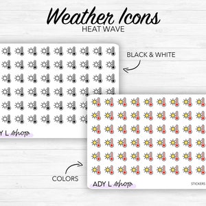 Weather Stickers - Icons - Colors or Black and White - Different ...