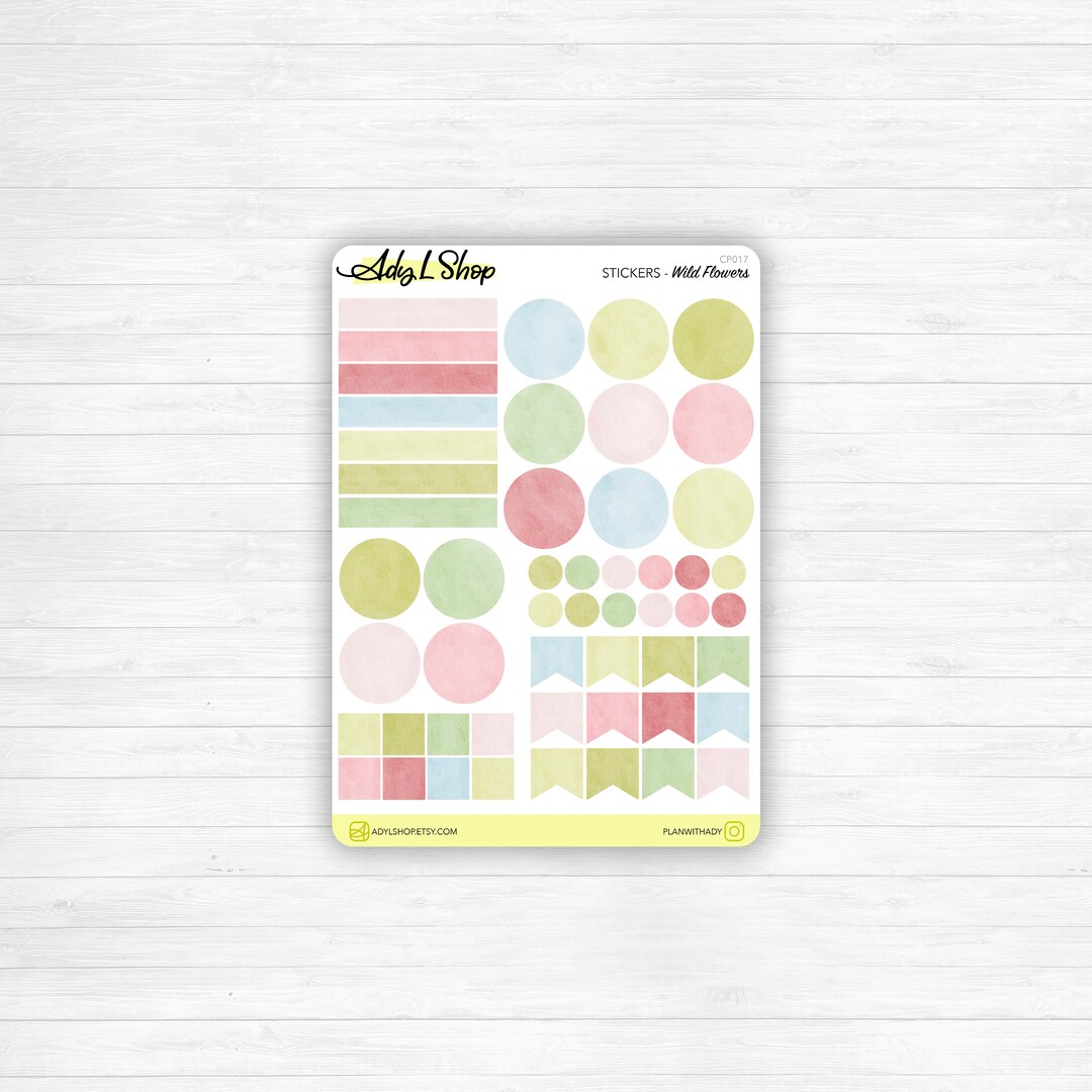 Sticker Sheet Color Palette wild Flowers Geometric Shapes Headers ...