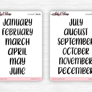 Stickers Months of the Year Handwritten 3 Different - Etsy