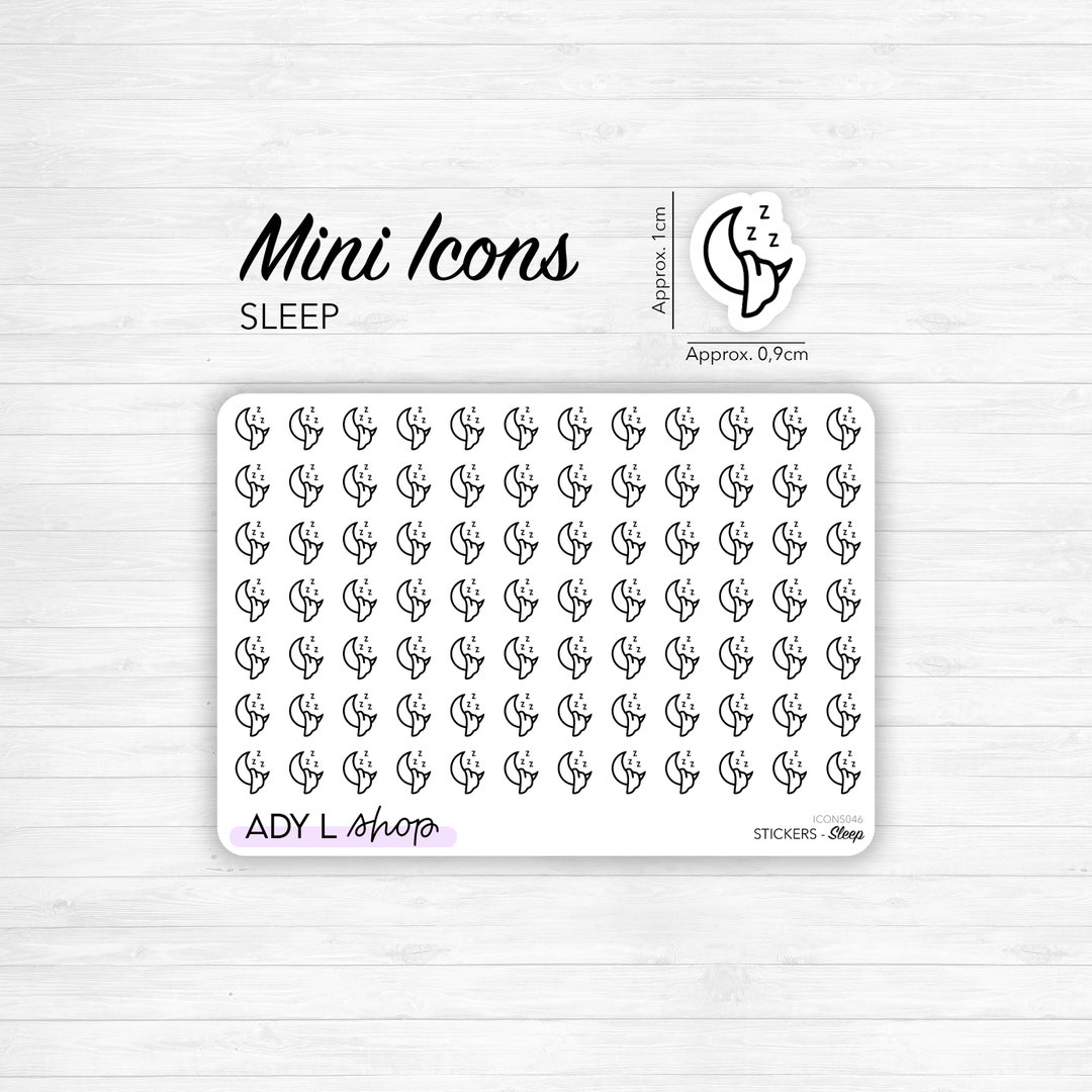 Mini Icon Stickers Sleep Night, Bed, Nap Time Minimal, Functional ...