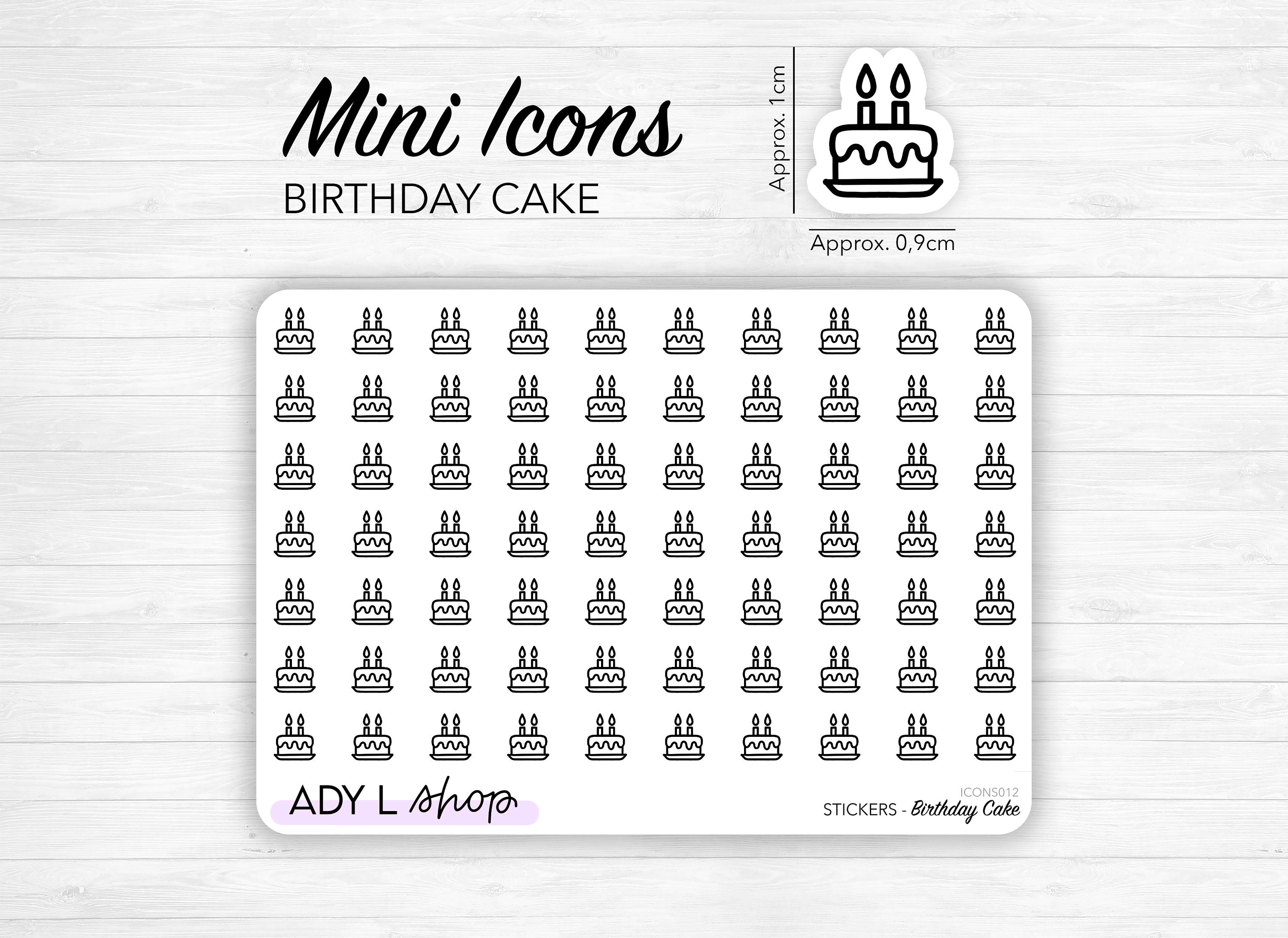 Mini Icon Stickers Birthday Cake Planner Stickers - Etsy