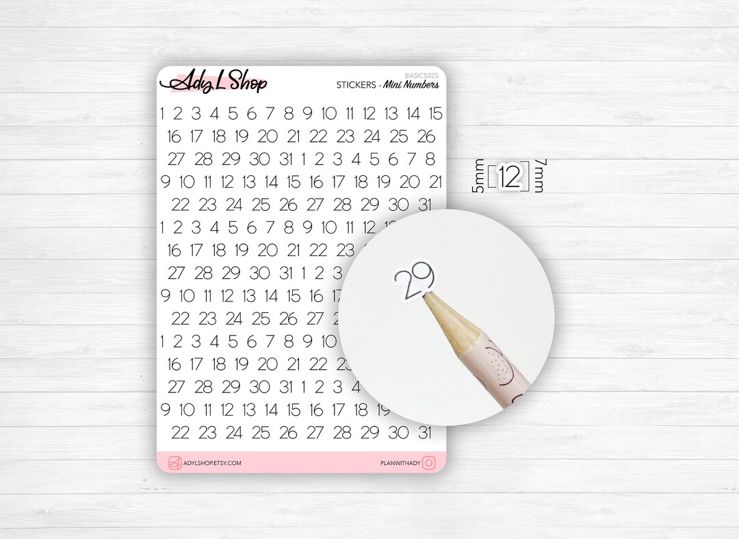 Sticker Sheet : Numbers From 1 to 31 6 Months of Stickers - Etsy