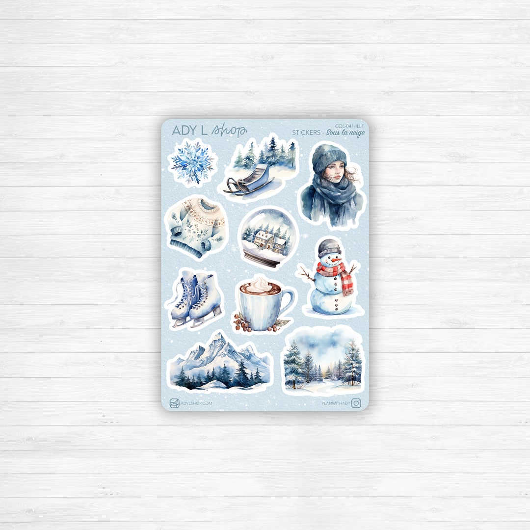 Sticker Sheets snow Day Watercolor - Etsy
