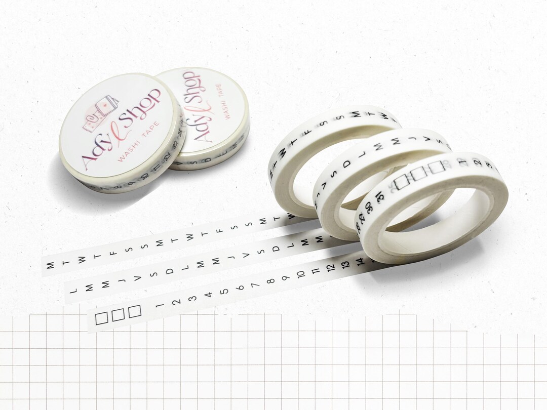 Washi Tape "dates and Days" - Roll of Adhesive Paper for Dates and Days ...
