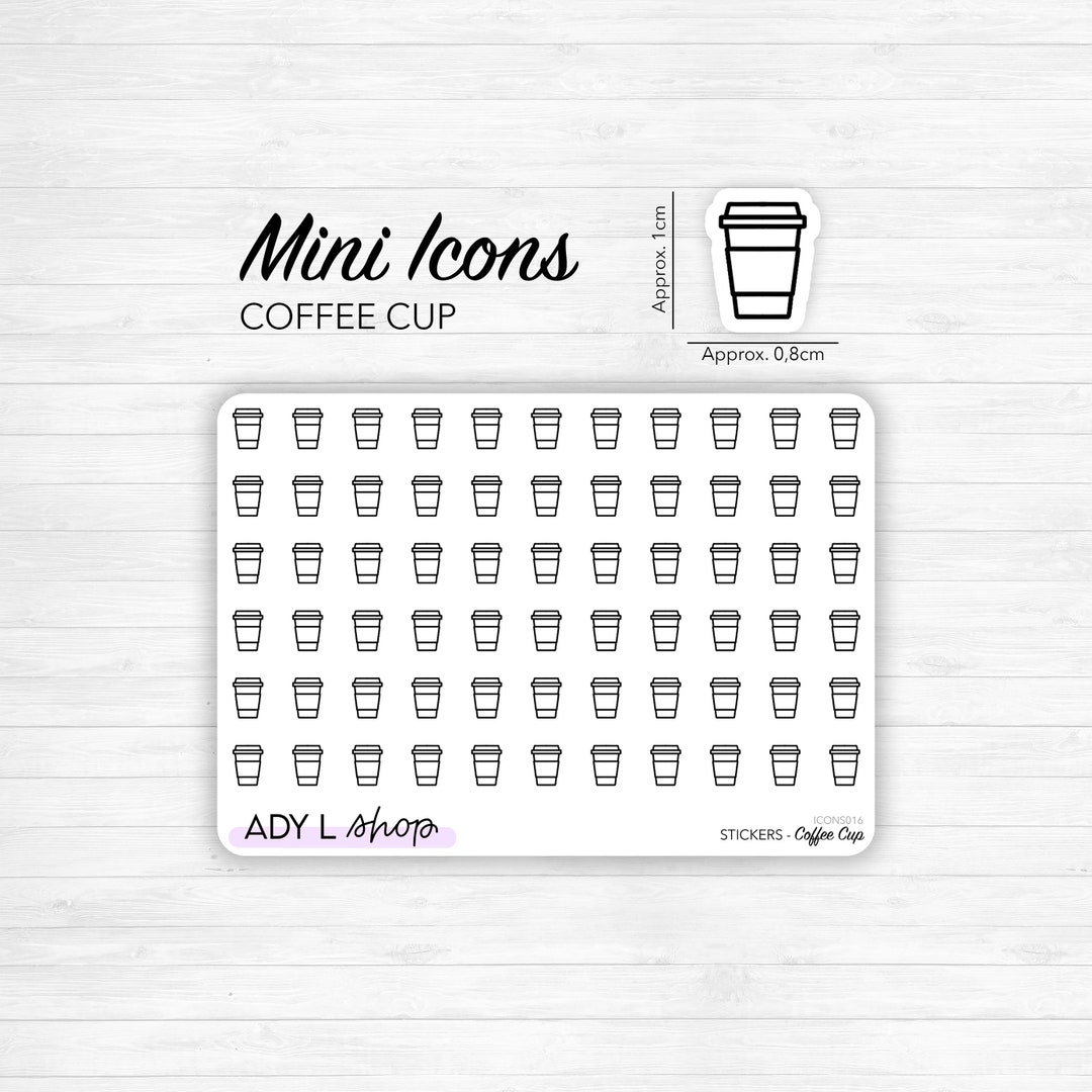Mini Icon Stickers Coffee Cup Planner Stickers Minimal, Functional ...