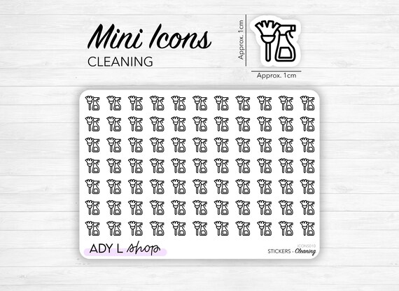 Chores Icon Stickers Cleaning Spray Minimal Planner Stickers CLEANING ...