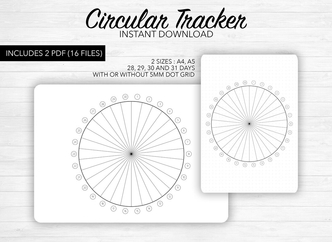 Circular Tracker Printable Instant Download PDF 2 Sizes With Ou Without ...
