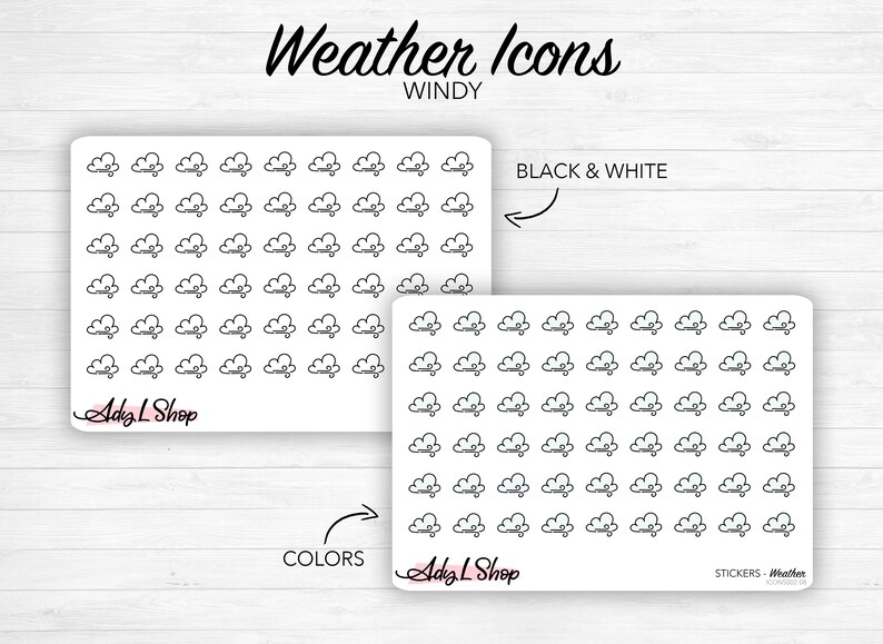 Weather stickers icons colors or black and white | Etsy