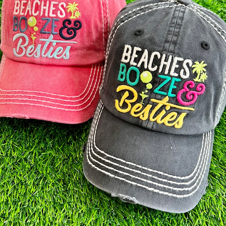 Beaches Booze & Besties Baseball Cap or Hat Perfect Beach - Etsy