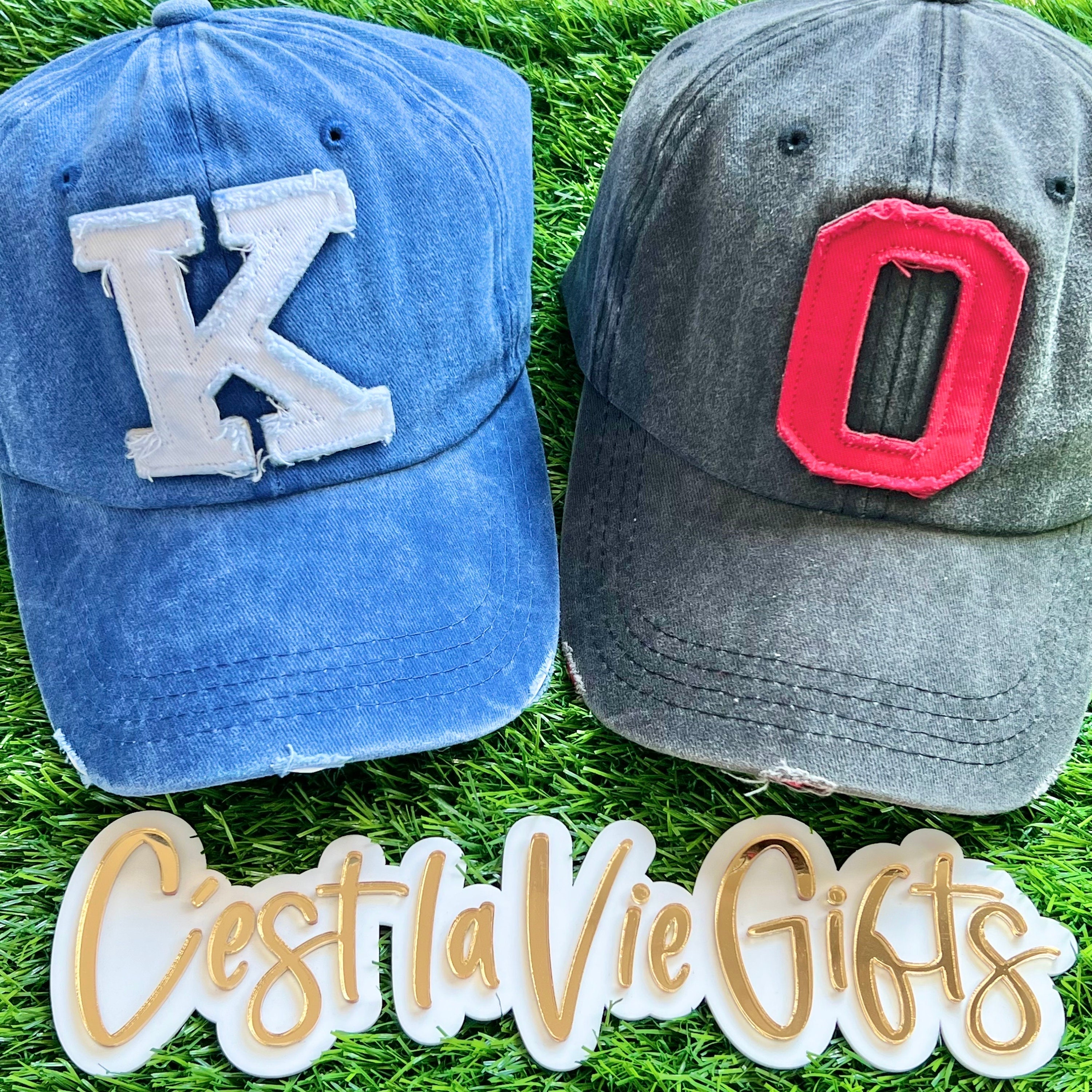 Distressed Letter Hats - Initial - School Spirit - Game Day- Vintage ...