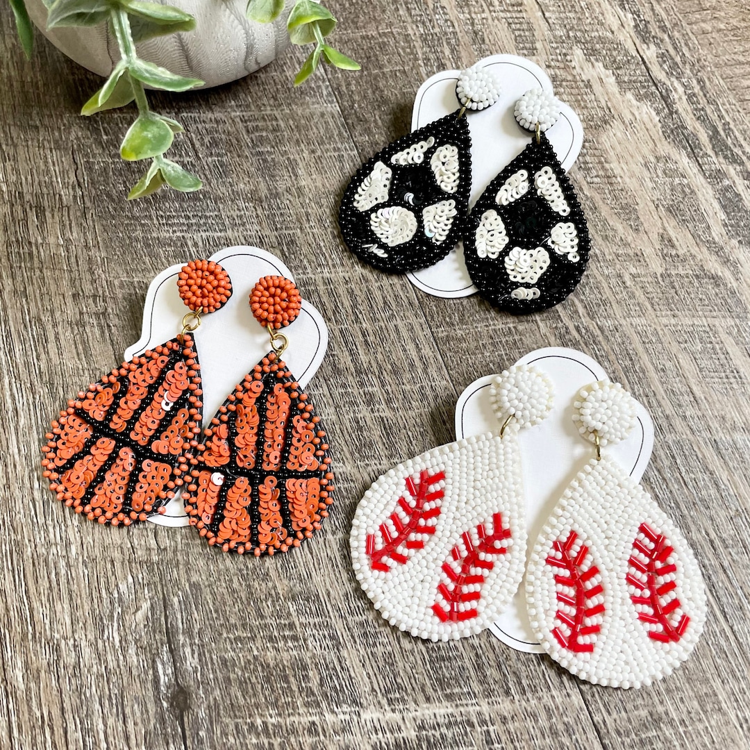 Sports Earrings - Baseball, Soccer, Basketball, Softball- GAME DAY! - Etsy