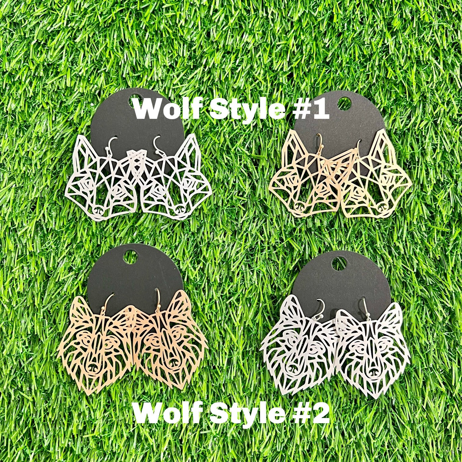 Wolf Wolves Earrings 2 Wolf Styles Gold or Silver - Etsy