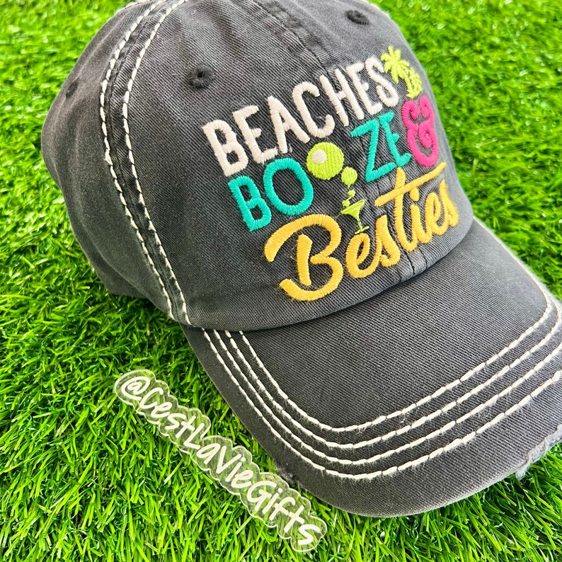 Beaches Booze & Besties Baseball Cap or Hat Perfect Beach - Etsy