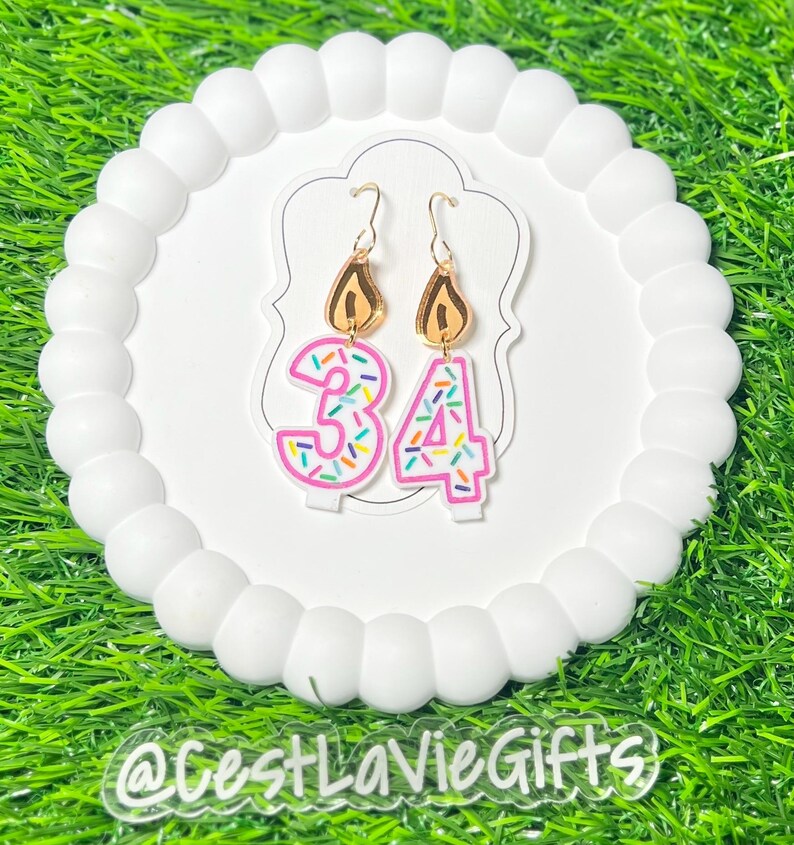 Birthday Candle Earrings - Custom Acrylic Earrings - Number - Celebrate ...