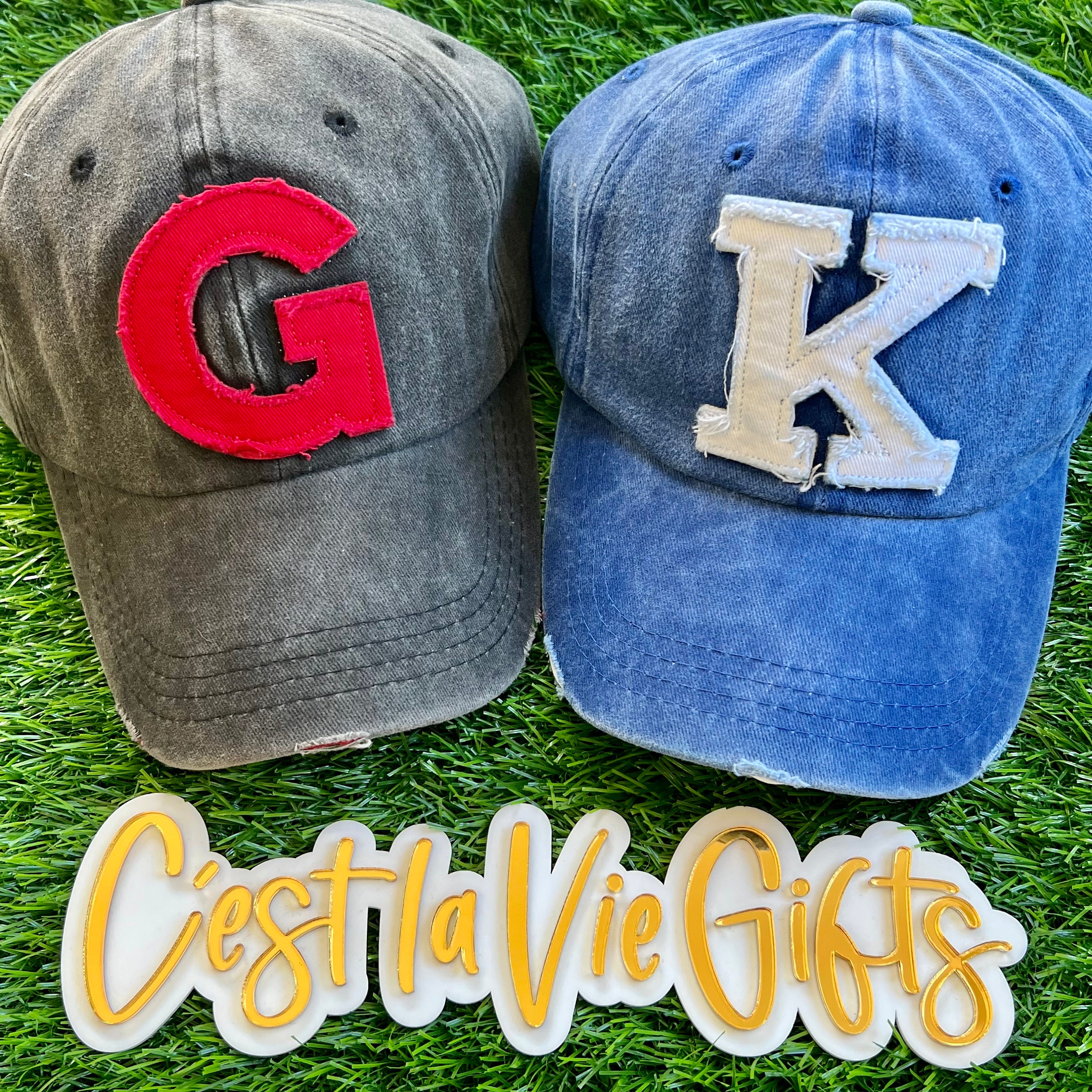 Distressed Letter Hats - Initial - School Spirit - Game Day- Vintage ...