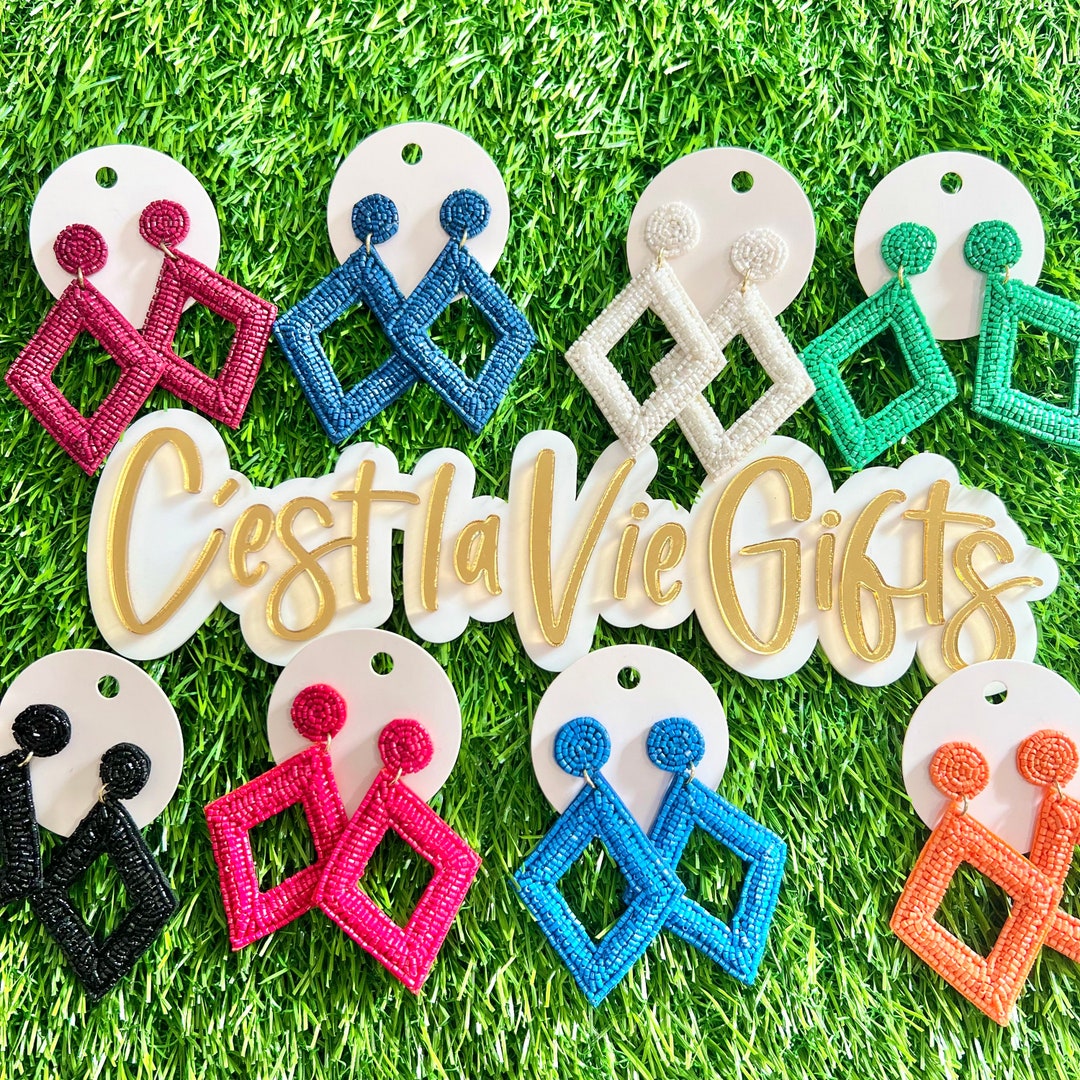 Beaded Earrings - Diamond Shaped - Game Day Earrings! Lots of Team ...