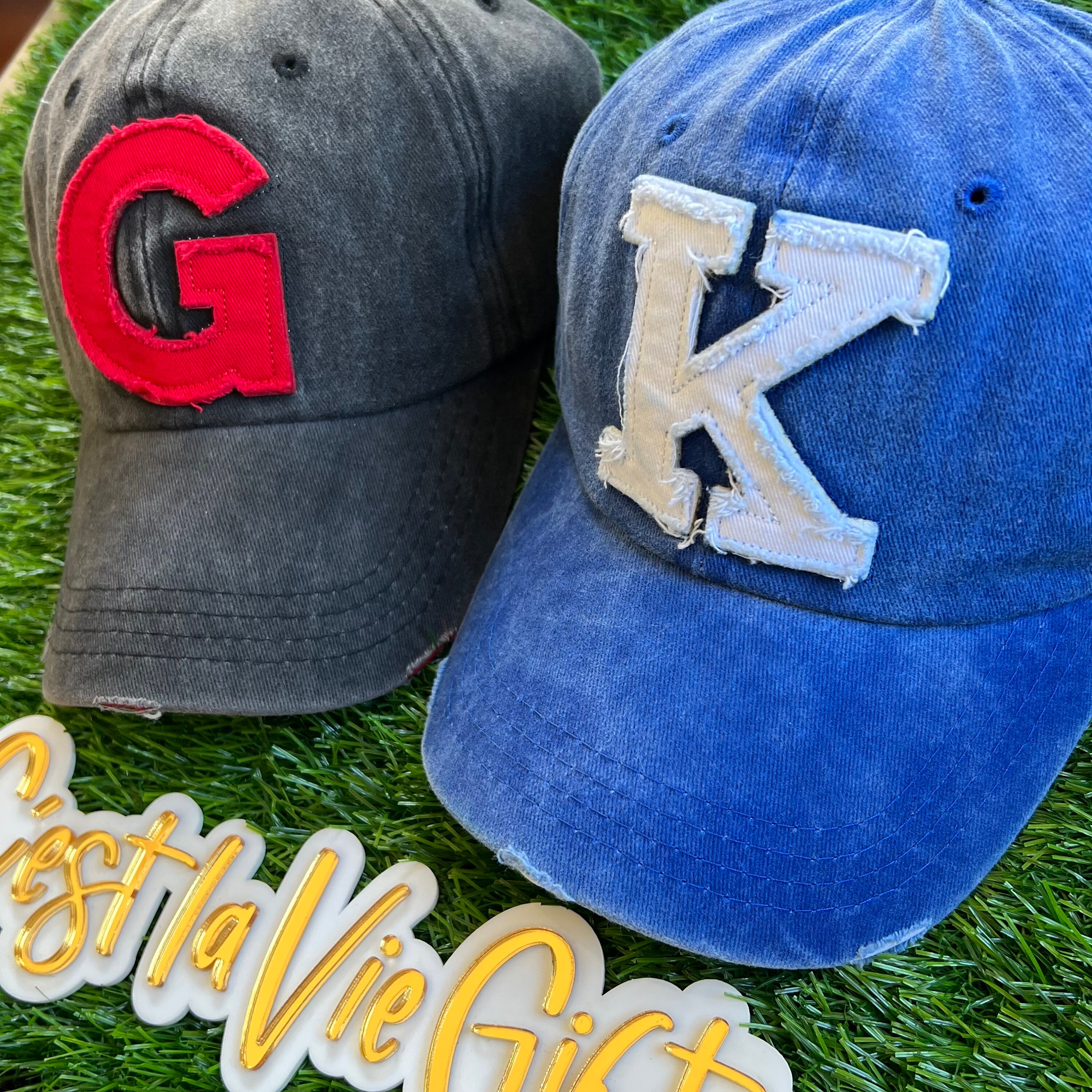 Distressed Letter Hats - Initial - School Spirit - Game Day- Vintage ...