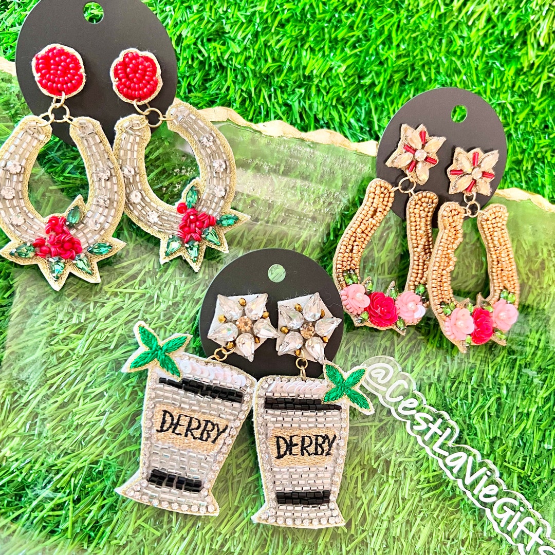 Derby Earrings, Kentucky Derby, Horse Race, Mint Julep, Horseshoe ...