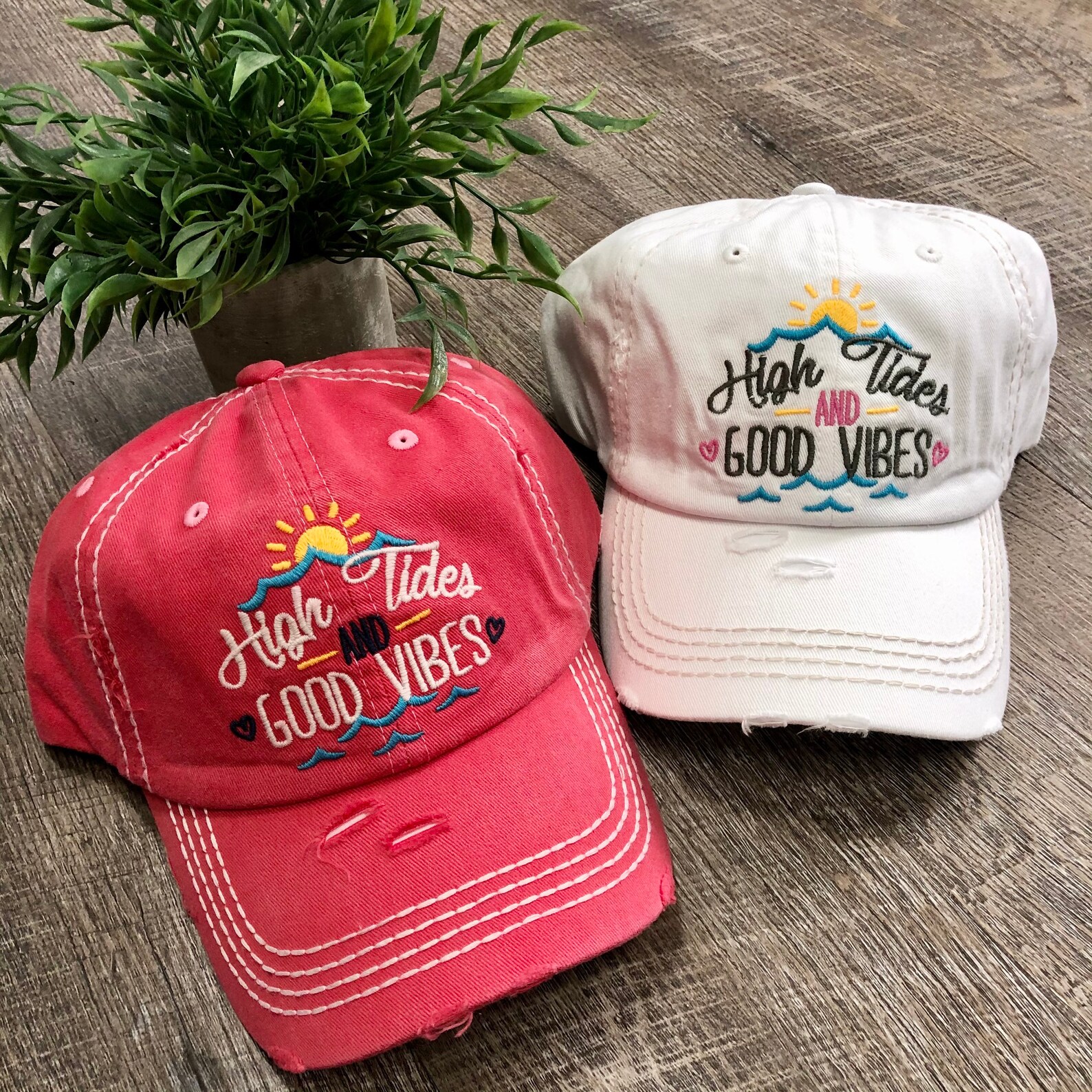 High Tides & Good Vibes Baseball Hat or Cap - Boat Hat - 2 Colors! - Etsy