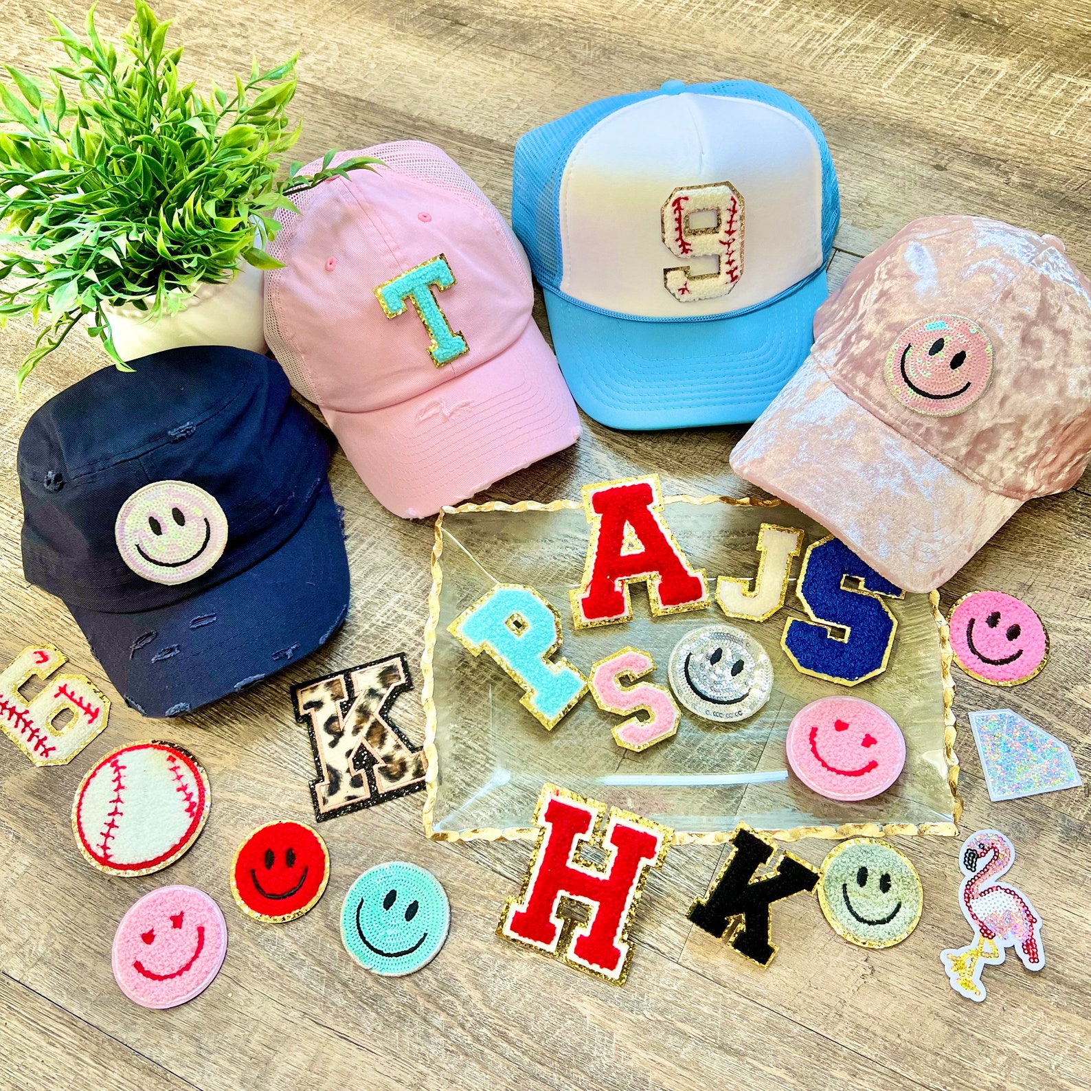 Vintage Chenille Varsity Patch Hat Letters Smileys - Etsy