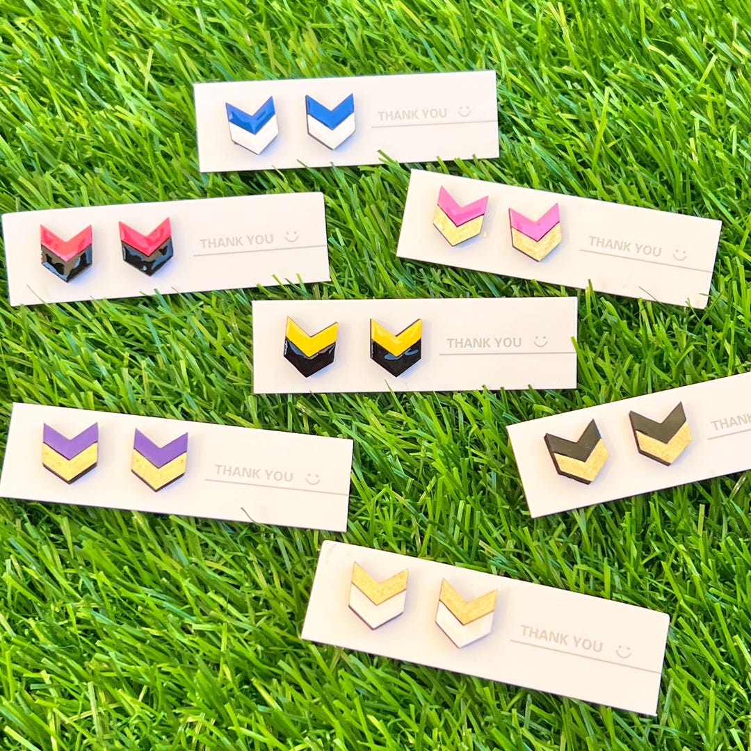 Chevron Stud Earrings: Custom School Colors, Game Day Jewelry - Etsy