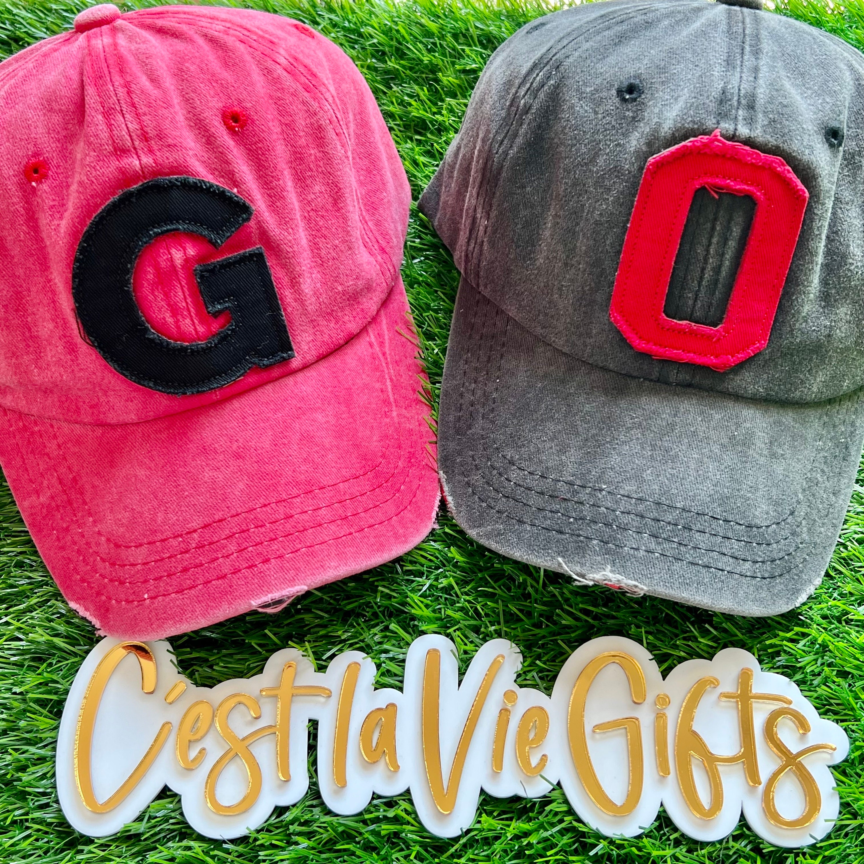 Distressed Letter Hats - Initial - School Spirit - Game Day- Vintage ...