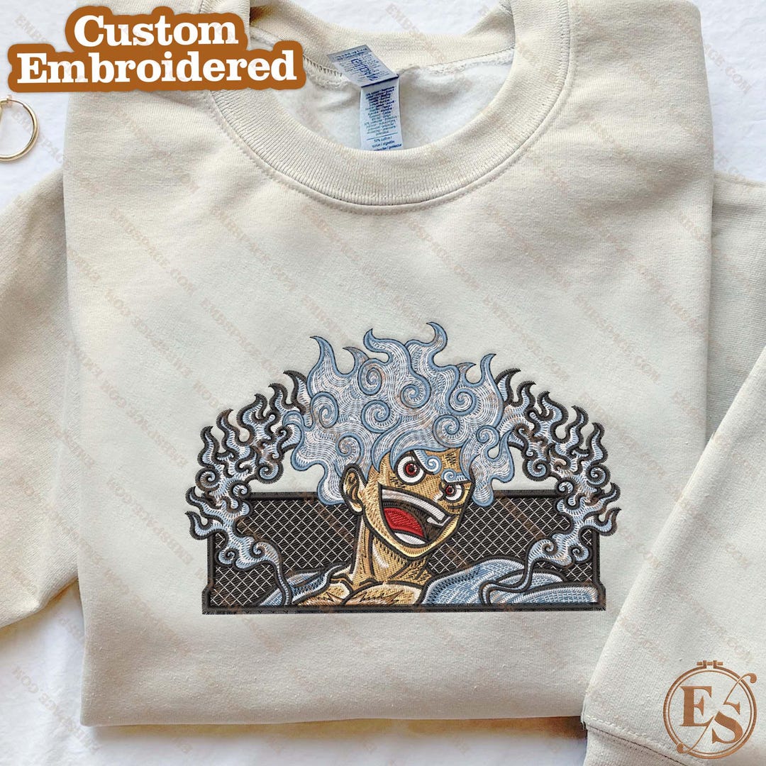 Luffy Gear5 Blue Flames Sweetshirt, Anime Character Shirt, One Piece ...