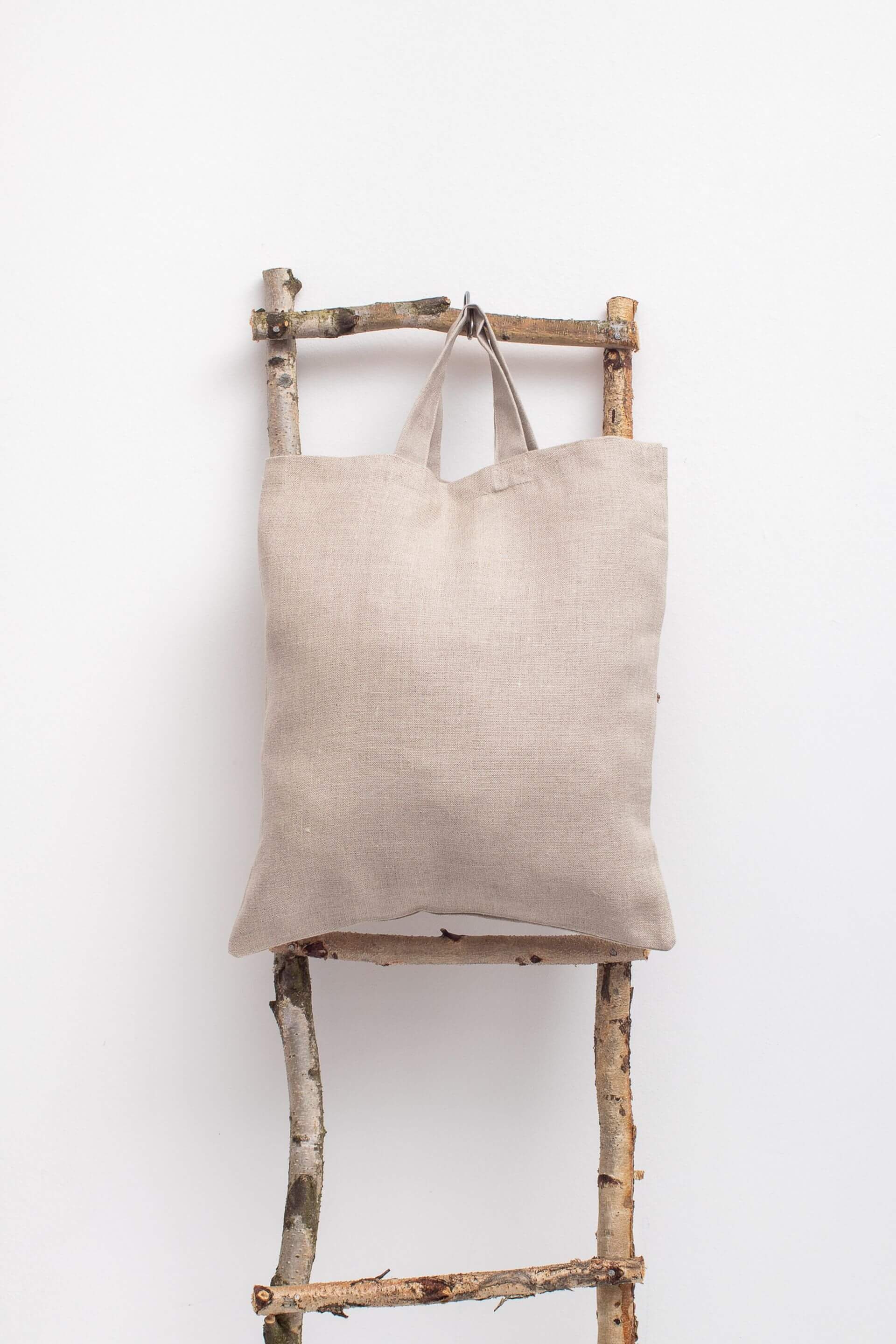Short Handle Shopper Bag, Linen PREMIUM, Eco, VEGAN, Natural Bag, Zero ...