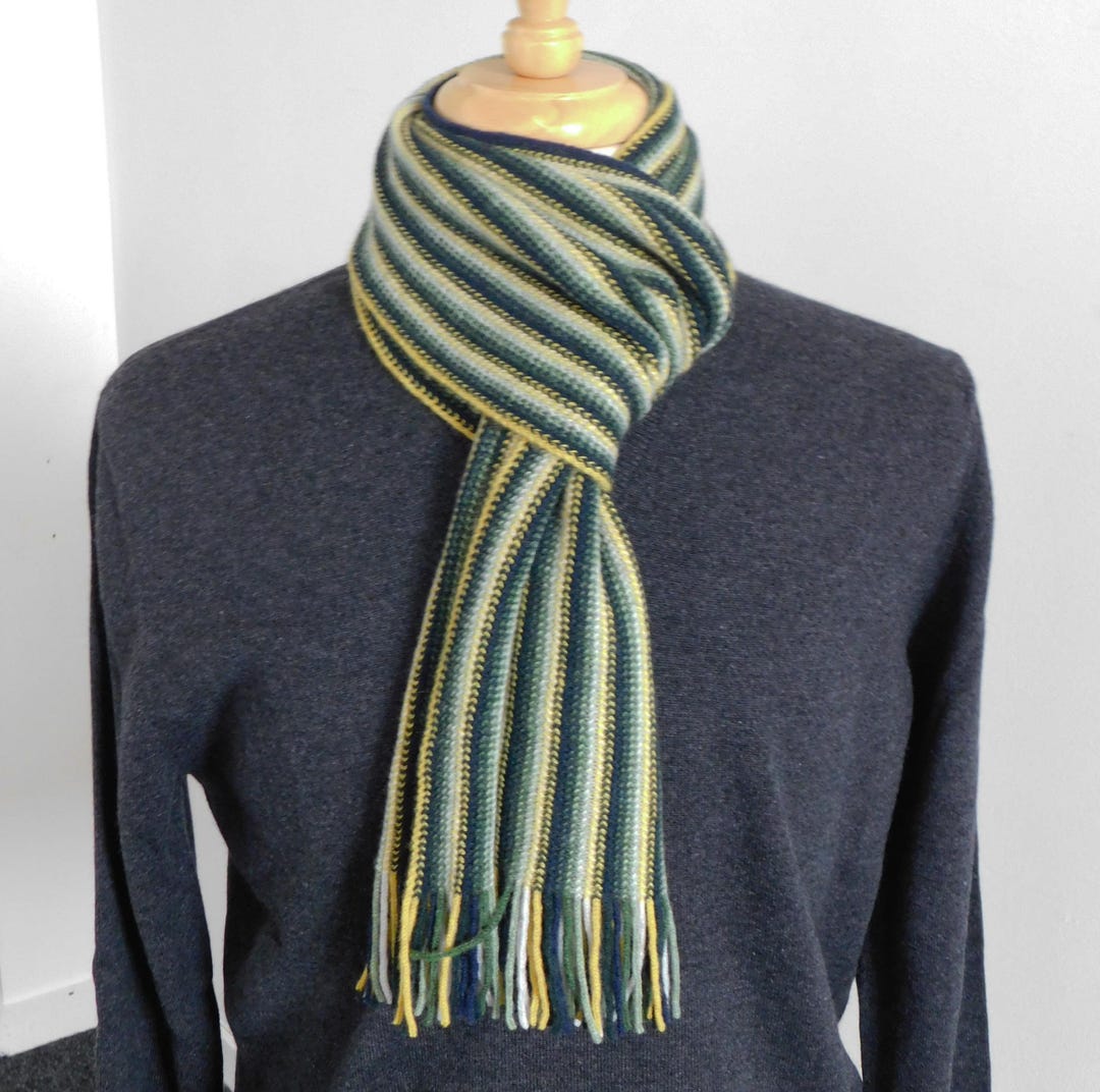 Pure Cashmere Narrow Striped Scarf Knitted in Hawick, Scotland - Etsy