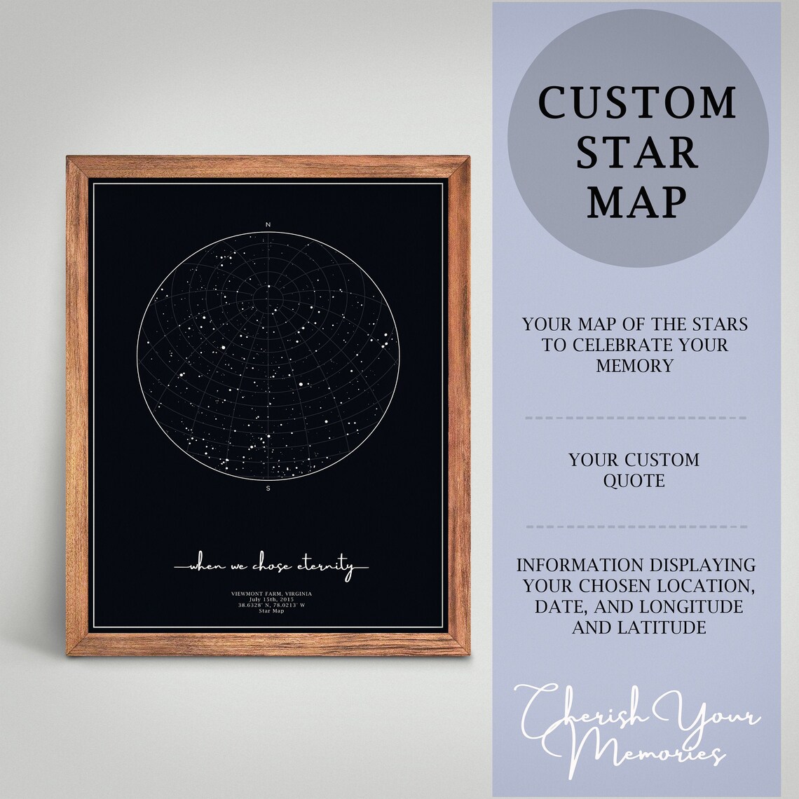 Custom Star Map Custom Sky Chart Starmap Skychart | Etsy