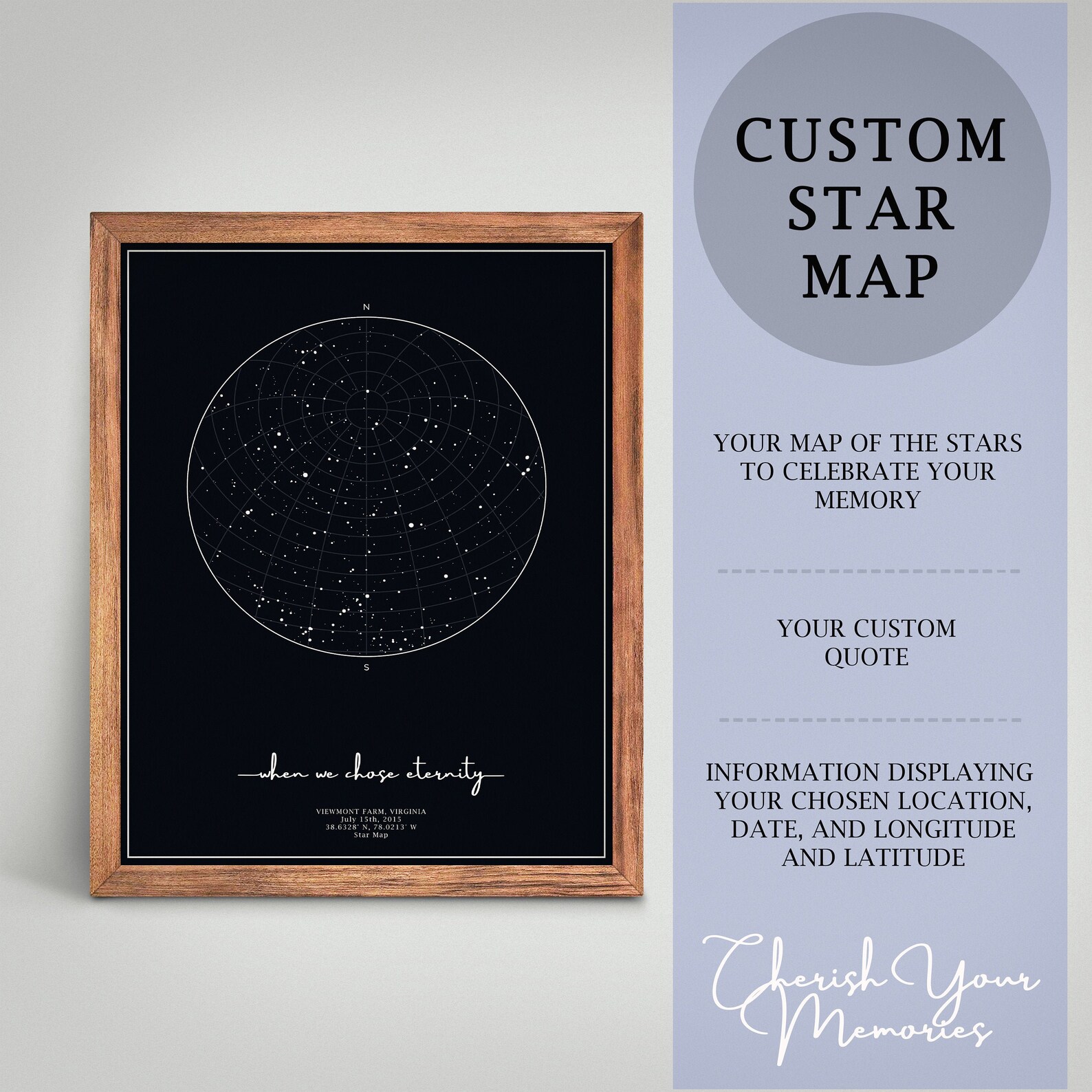 Custom Star Map Custom Sky Chart Starmap Skychart | Etsy