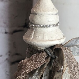 Decorated Tabletop Finial With Rhinestones and Vintage Silk Ribbons ...