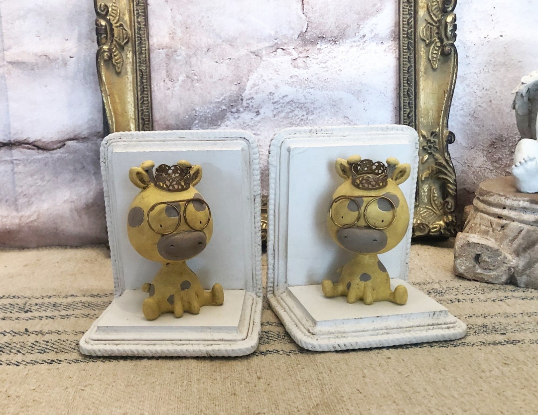 Giraffe Bookends for Children / Whimsical Bookends / Crowned Giraffes ...
