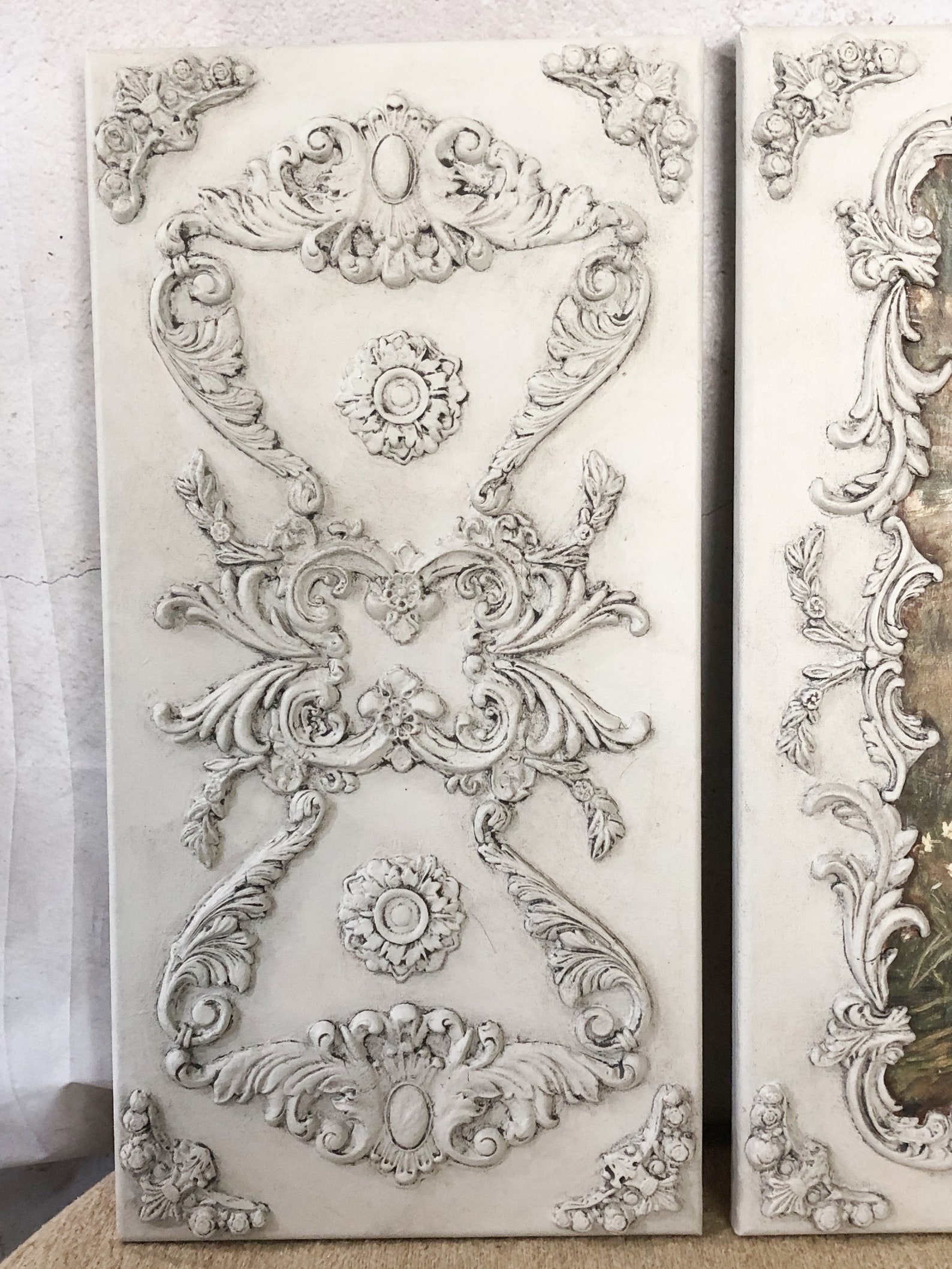 RESERVED FOR LESA Three Panel French Wall Art Panels With Decorative ...