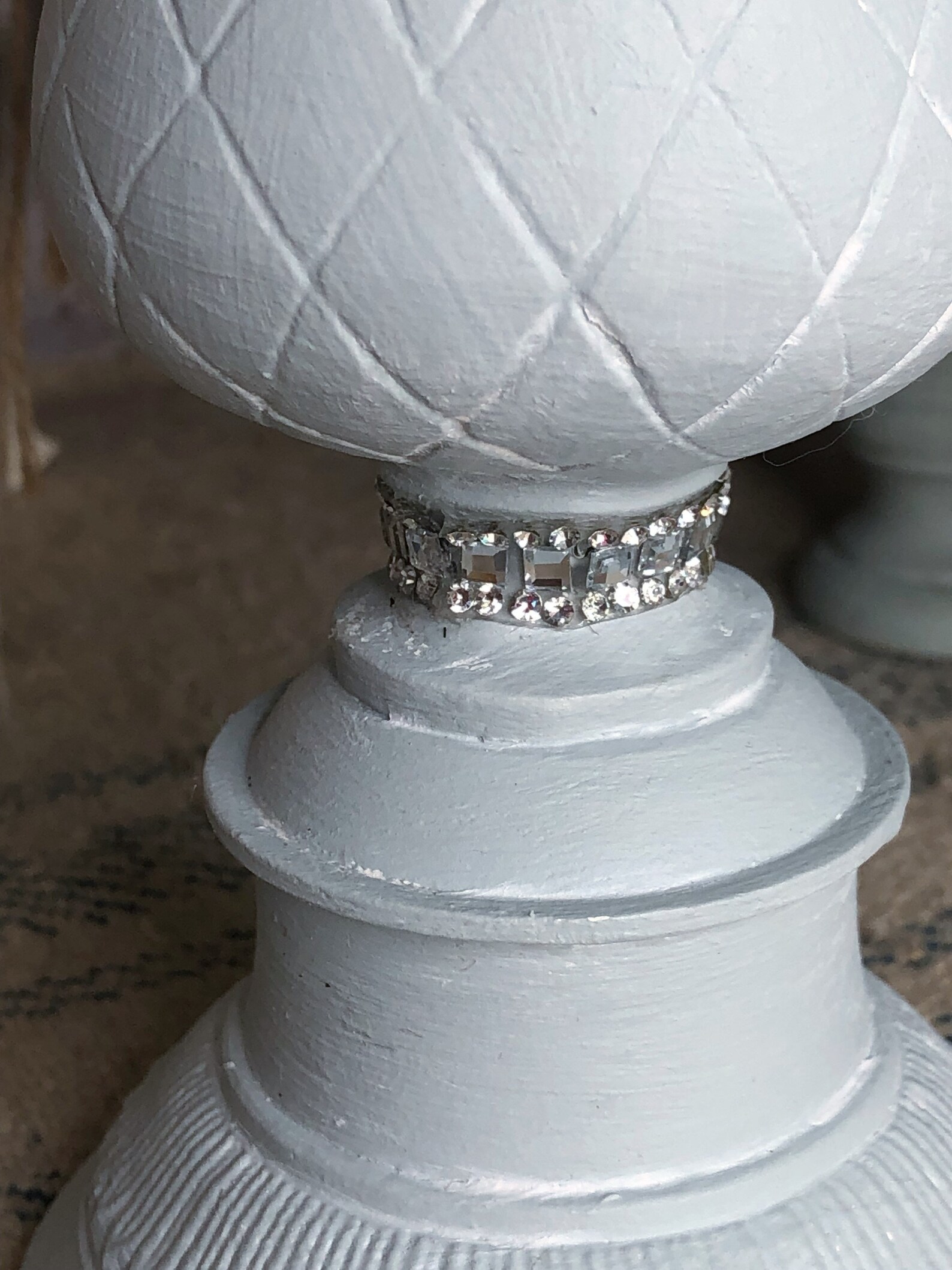 Blue French Finial With Rhinestones / Metal Finial / Tabletop - Etsy